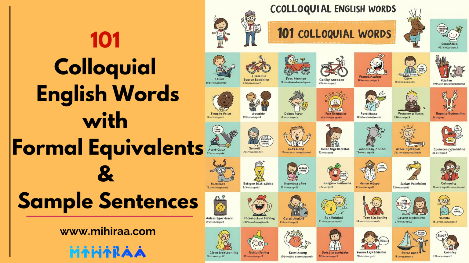 101 Colloquial English Words with Their Formal Equivalents and Sample ...